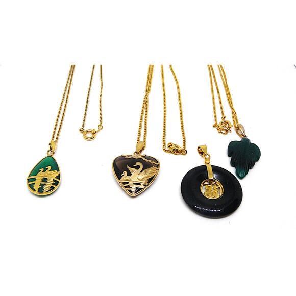 Unbranded | Jewelry | 4 Faux Jade Pendants Bird Swan Donut Luck Leaf 3 ...